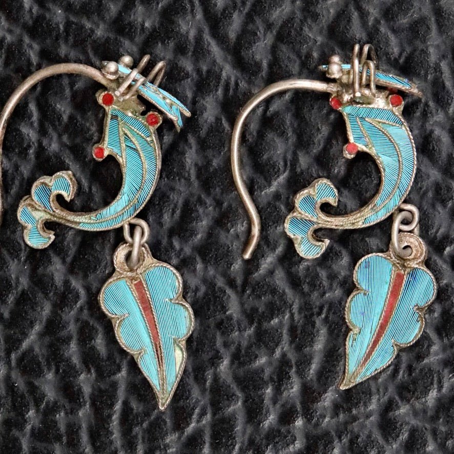 Antique Qing Dynasty Tian Tsui Leaf Earrings Museum Of Jewelry