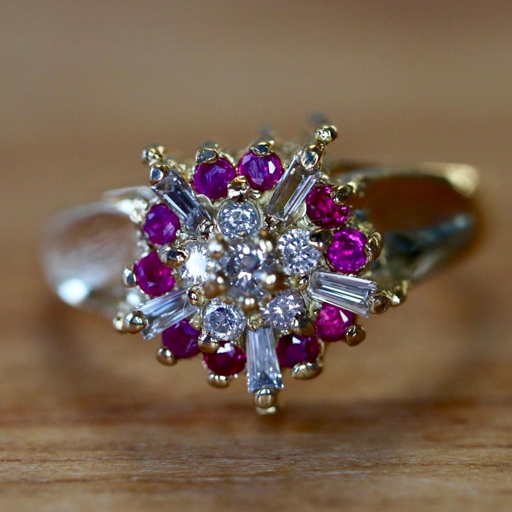 Celestial Light 14k Gold, Ruby and Diamond Ring : Museum of Jewelry