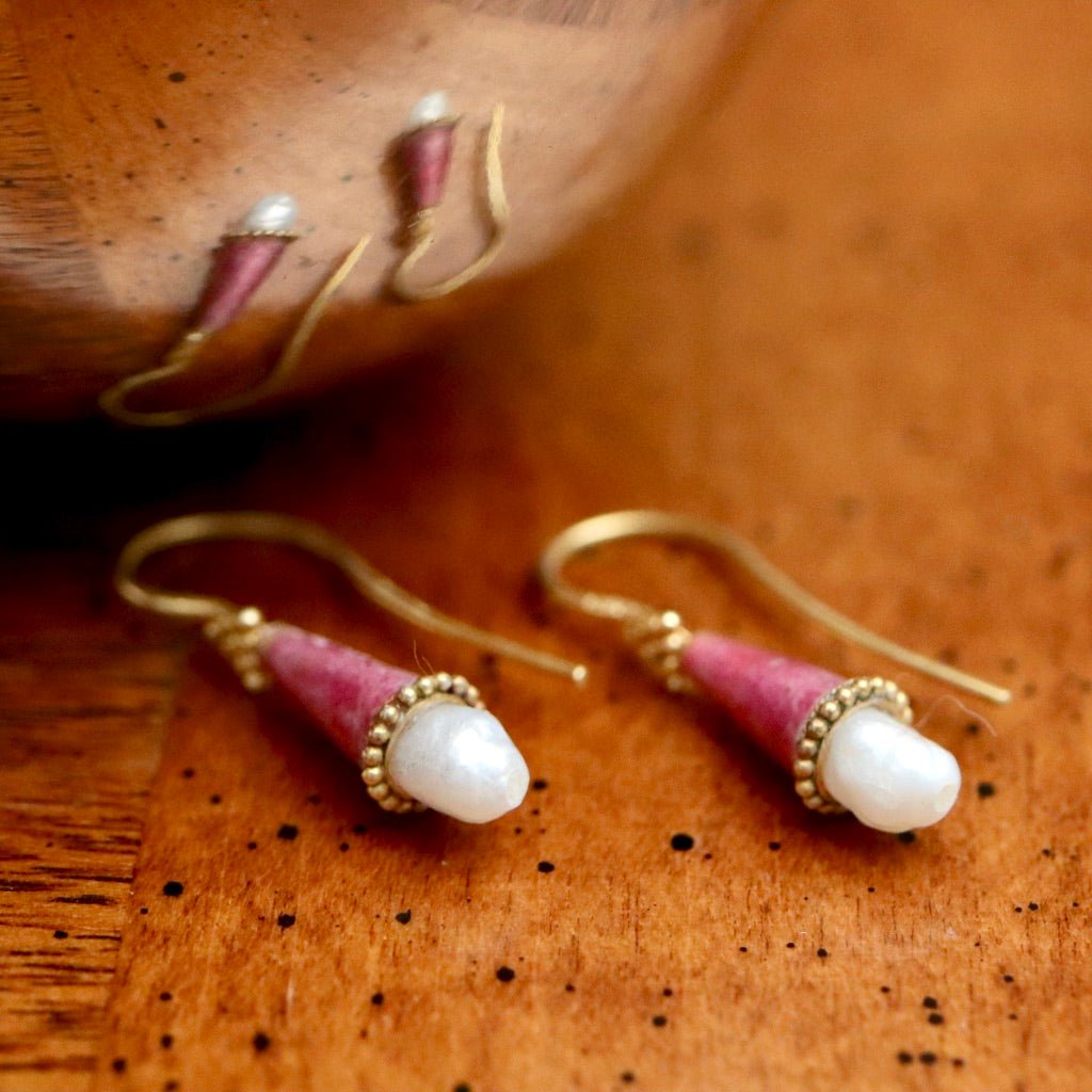 Jane Foole Enamel and Pearl Earrings : Museum of Jewelry