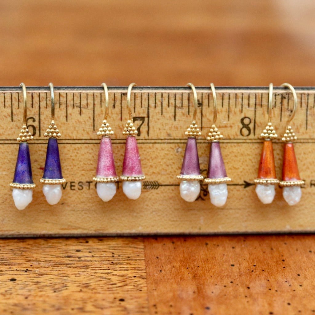 Jane Foole Enamel and Pearl Earrings : Museum of Jewelry