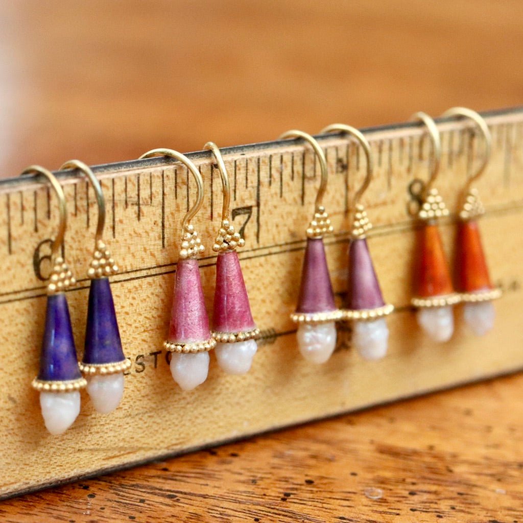 Jane Foole Enamel and Pearl Earrings : Museum of Jewelry
