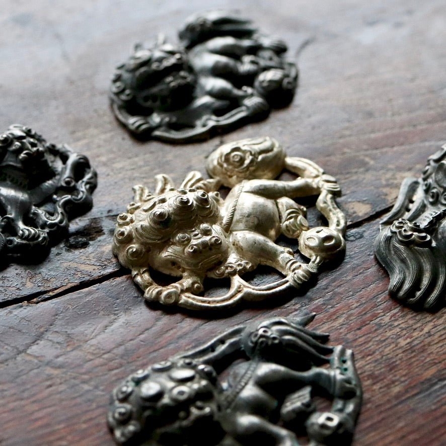 Pair of Antique Fu Dogs - Silver : Museum of Jewelry