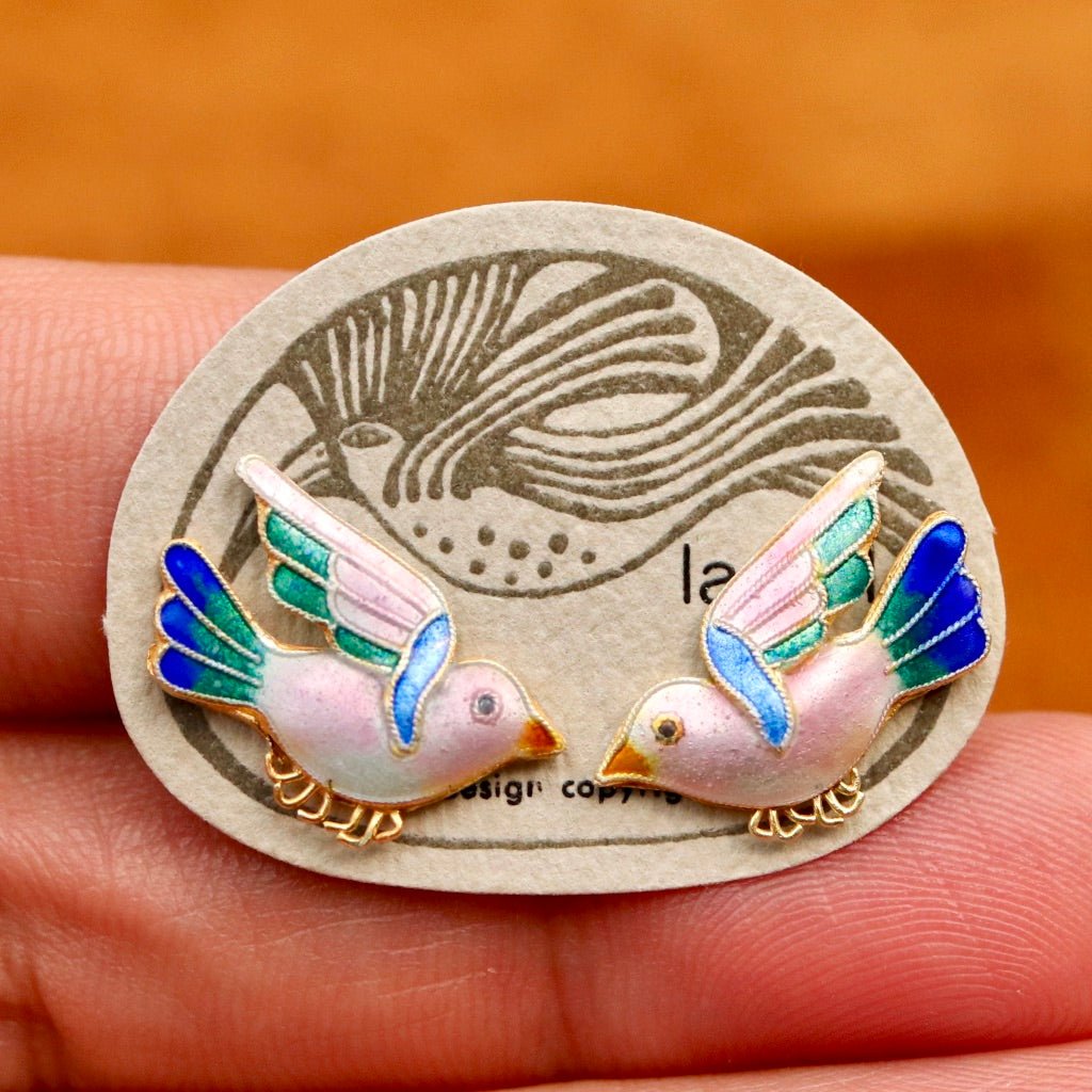 Vintage Laurel Burch Bird Pink and Blue Gold-Vermeil Studs : Museum of ...