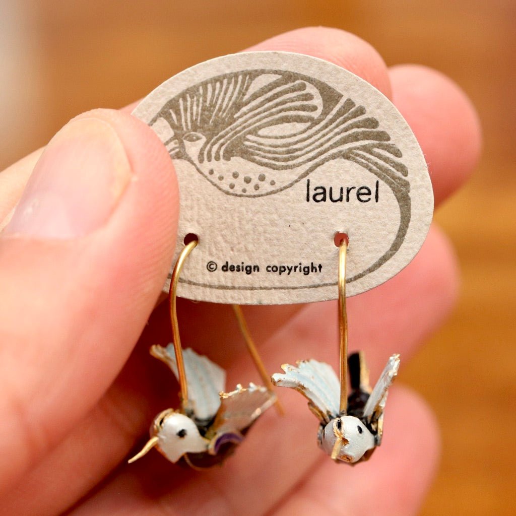 Vintage Laurel Burch Humming-Bird Vermeil Black/White : Museum of Jewelry